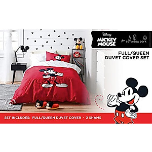 Saturday Park Disney Mickey Mouse Face Emotions Full/Queen Duvet Cover & Sham Set - 3 Piece 100% Organic Cotton Duvet Set - GOTS & Oeko-TEX Certified (Disney Official)