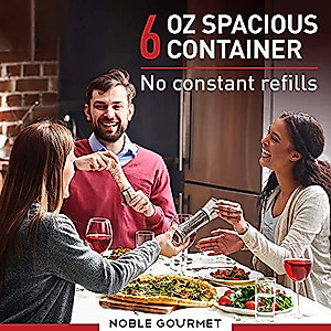 Salt & Pepper Grinder Set of 2 - Refillable Mills & Shakers - For Pink Himalayan & Sea Salt, Black Peppercorn, Spices - Stainless Steel, Large Glass - Adjustable Ceramic Coarse - Premium Gift Box Pack