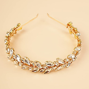 Kercisbeauty Wedding Bridal Crystal Gold Hiar Tiaras Women Girls Special Occasion Hair Crown Bridal Shower Rhinestones Hair Accessories (Gold)