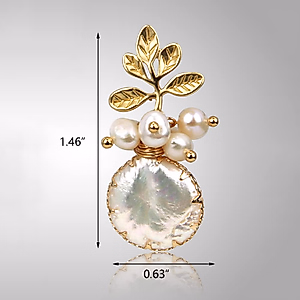 Pearl Earrings with 18k Gold Life Tree, 925 Sterling Needle & Baroque Pearl Drop Earrings for Women