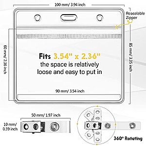 150 Sets Clip on Name Tag Clear Name Badge with Clip Waterproof PVC ID Badge Holder Transparent Name Tag Holder with Resealable Zipper Seal and Metal Badge Clip for Teacher Student Worker