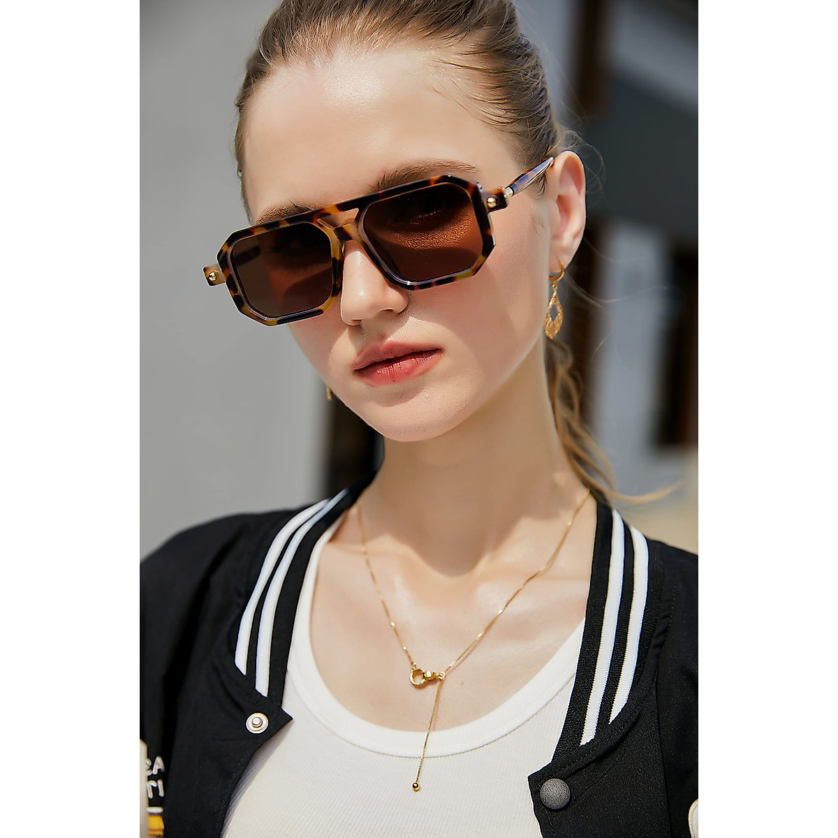 FEISEDY Vintage Square 70s Flat Aviator Sunglasses Women Men Classic Retro Stylish Frame UV400 Sunglasses B2622