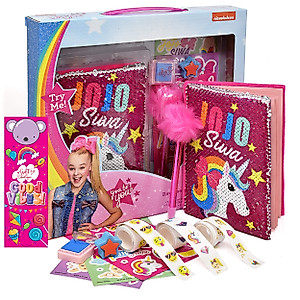 Gift Boutique Jojo Siwa Reversible Sequin Unicorn Notebook Journal Set, Diary, Pen, Stickers and Bookmark Included, Coloring Activity Book for Drawing and Writing Kit for Girls and Kids