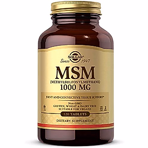 Solgar MSM 1000 mg, 120 Tablets - Supports Joints & Connective Tissue - Non-GMO, Vegan, Gluten Free, Dairy Free, Kosher, Halal - 120 Servings