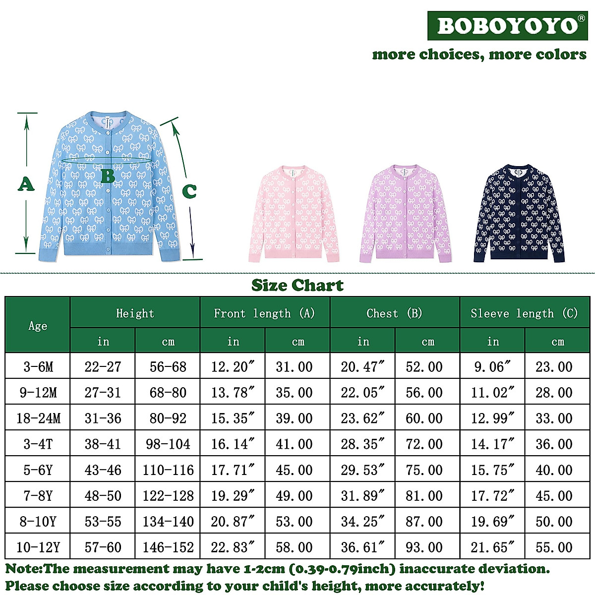 BOBOYOYO Girls Cute Cardigan 100% Cotton Girls Button Up Sweater Long Sleeve Kids Knit Cardigan Crewneck Casual Kawii Clothes