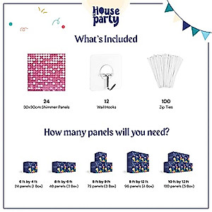 HOUSE OF PARTY Pink Shimmer Wall Backdrop - 24 Panels Round Sequin Shimmer Backdrop for Birthday Decorations | Wedding, Graduation & Bachelor Party Supplies