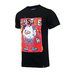 SCREENSHOTBRAND-S11024 Mens Hip-Hop Premium Hipster Tee Hustle Tongue Cartoon Character Print T-Shirt-Black-Small