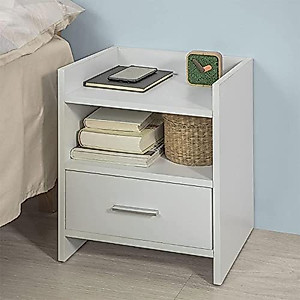HIGOH Bedside Table Wooden Solid Bedside Cupboard Book Shelf Modern Bedside Cabinet Living Room Bedroom Furniture Nightstands Makeup Dresser HWC (Color : 01)