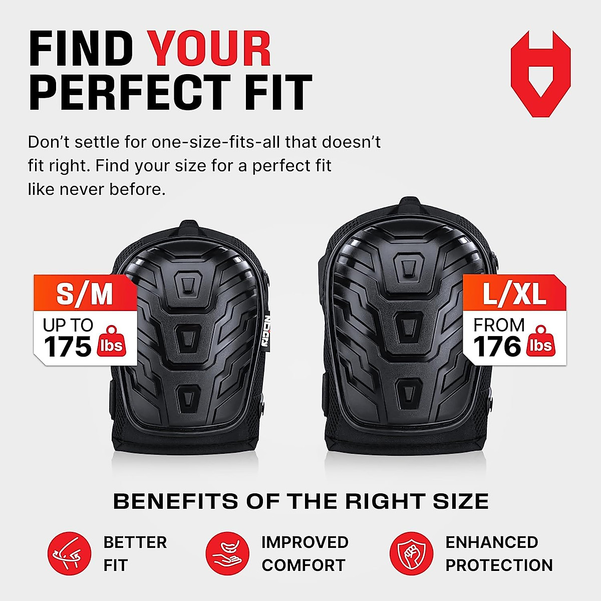 NoCry Professional Knee Pads for Work; Gardening & Construction Knee Pads for Men and Women with Thick Gel Cushion, Double Straps and Adjustable Clips; Industrial Heavy Duty Tactical Knee Pads