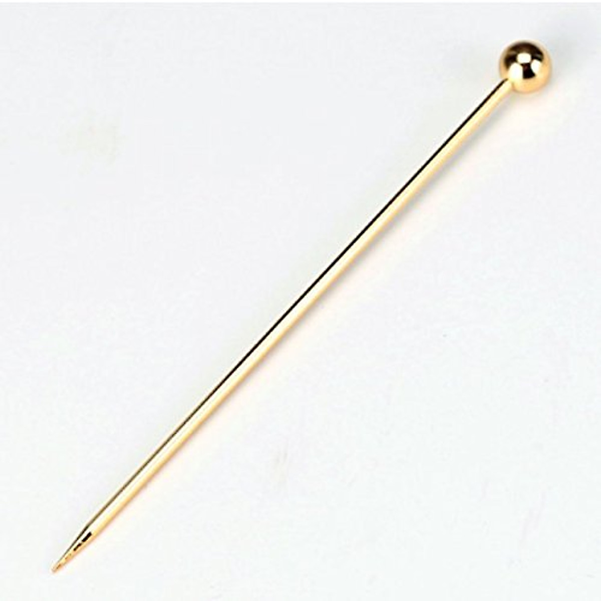 Cocktail Picks Stainless Steel Martini Skewer Reusable Ball Top,Gold (Set of 12)