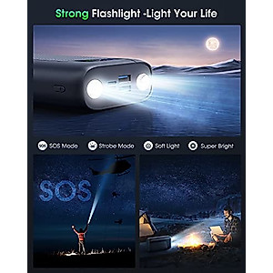 ONLYNEW Power Bank 32000 mAh Portable Charger: PD 20W Super Fast Charger with Powerful Flashlight - Black