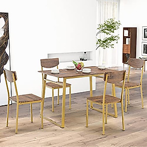 JOMEED 5 Piece Dining Table Set for 4 Kitchen Table and Chairs for 4 Space Saving Metal and Wood Rectangular Dining Table with Chairs Perfect for Dining Room, Kitchen and Small Spaces