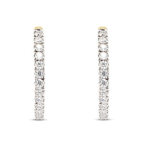 SAVEARTH DIAMONDS 1 1/10 ct.t.w Round Cut Lab Created G-H Color Moissanite Diamond Hoop Earrings In 14K Yellow Gold Over Sterling Silver Jewelry For Women Engagement Wedding, (1.10 Cttw, VVS1 Clarity)