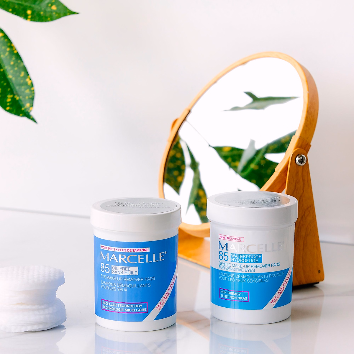 Marcelle Oil-Free Eye Make-Up Remover Pads, Sensitive Eyes, Long-Wearing Makeup Removal, Micellar Technology, Hypoallergenic, Fragrance-Free, Paraben-Free, Alcohol-Free, Cruelty-Free, 85 Pads