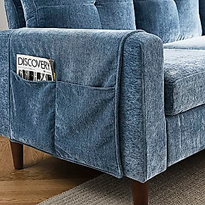 Lin-Utrend 80" Wide Living Room Sofa, Convertible L-Shaped Sectional Sofa Day Bed with Removable Cushions and Pockets, Rubberwood Legs, Living Room,Apartment,Office,Bedroom Sectional Sofa (Navy Blue)