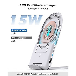Foldable Wireless Charging Stand,15W Fast Wireless Charger and Charging Pad for iPhone 14/13 Pro Max/12/11/8 Plus/X/XR/XS/Mini/SE, Pixel 6/5,Samsung S21 Ultra/20/10/ Note 10 and AirPods(No Adapter)