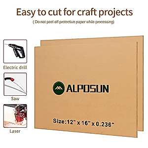 Acrylic Sheets 1/4 inch Thick 12” x 16”, ALPOSUN 2 Pack 6mm Plexiglass Sheets, Glass Alternative for DIY Display Projects, Signs, Display Cases, Shelves, Showpieces, Easy to Cut