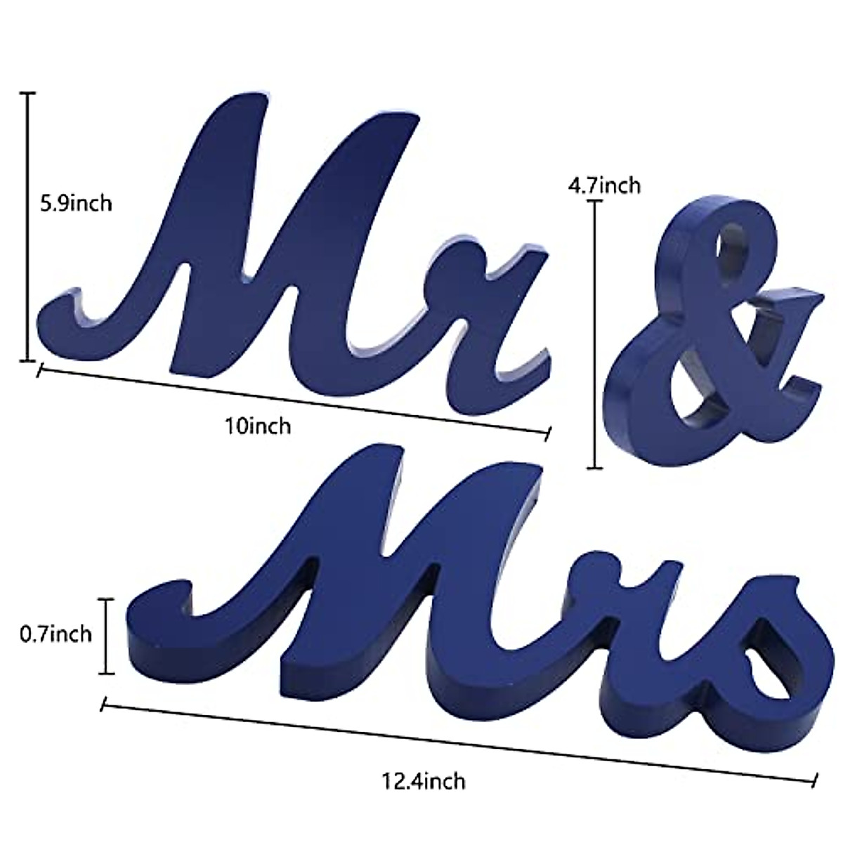 YEHLIABO Wooden Mr and Mrs Letter, Classical Mr. & Mrs Wedding Sign for Wedding Table, Large Wooden Letters for Sweetheart Table, Photo Props Wedding Decorations for Anniversary (Dark Blue, Large)