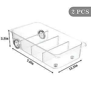MineSign 2Pack Roll Out Fridge Caddy Bins Pull Out Drawer with Wheels Refrigerator Organizer Bins with Handles Divided Fruit Caddy for Fridge Pantry Cabinet Storage Cans Drinks