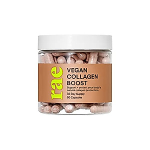 Rae Wellness Vegan Collagen Boost - Natural Collagen Supplement with Vitamin C and Bamboo for Healthy Hair, Skin, and Nails - Vegan, Non-GMO, Gluten Free - 60 Caps (30 Servings)