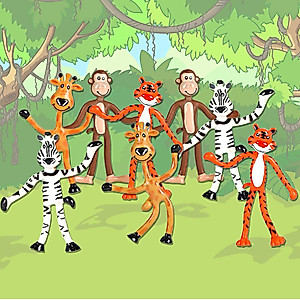 ArtCreativity Bendable Zoo Animals, Set of 12 Flexible Animal Figures, Birthday Party Favors for Boys & Girls, Stress Relief Fidget Toys for Kids and Adults, Goody Bag Stuffers, Piñata Fillers