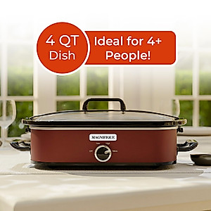 [NEW] MAGNIFIQUE 4-Quart Slow Cooker with Casserole Manual Warm Setting - Perfect Kitchen Small Appliance for Family Dinners, Dishwasher Safe Crock