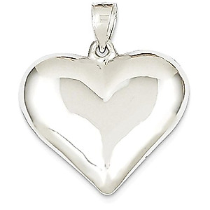 IceCarats 14K White Gold Heart Necklace Love Pendant Charm 26mm x 21mm Only