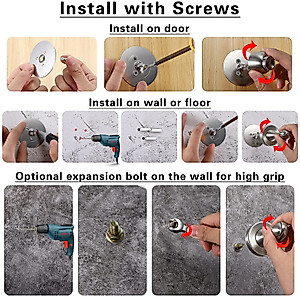 Sumnacon Magnetic Door Stopper, Heavy Duty Stainless Steel Door Stop Holder Come with 3M Double-Sided Adhesive Tape & Hardware Screws,Install with Adhesive Tape Or Screws On Floor Wall (Silver)