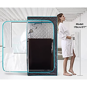 ZONEMEL Portable Full Size Infrared Sauna, Home Spa Detox Therapy with Upgrade Reinforced Portable Chair,Whole Front Clear Window-(L31.5 x W31.5 x H63, Green Border)