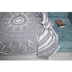Bersuse 100% Cotton Kona XL Throw Blanket Turkish Towel - 75x90 Inches, Anthracite