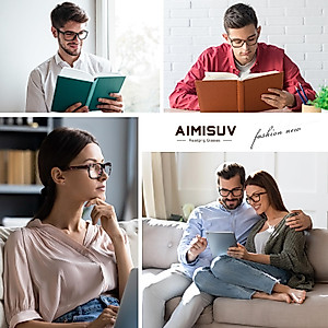 AIMISUV 5 Pack Reading Glasses for Women Men - Blue Light BlockingUV Filter Computer Readers,Anti Eyestrain Eyeglasses (Light Black, 2.50, x)
