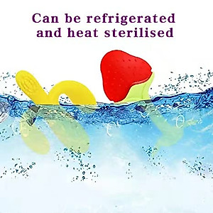 TEKSTAR Baby Teething Toys Silicone Fruit Giraffe Banana Toothbrush Teethers Freezer BPA Free, Soothe Babies Teething Relief Sore Gums for Newborn Infant and Toddler (5-Pack)