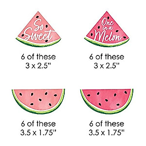 Big Dot of Happiness Sweet Watermelon - Paper Straw Decor - Fruit Party Striped Decorative Straws - Set of 24