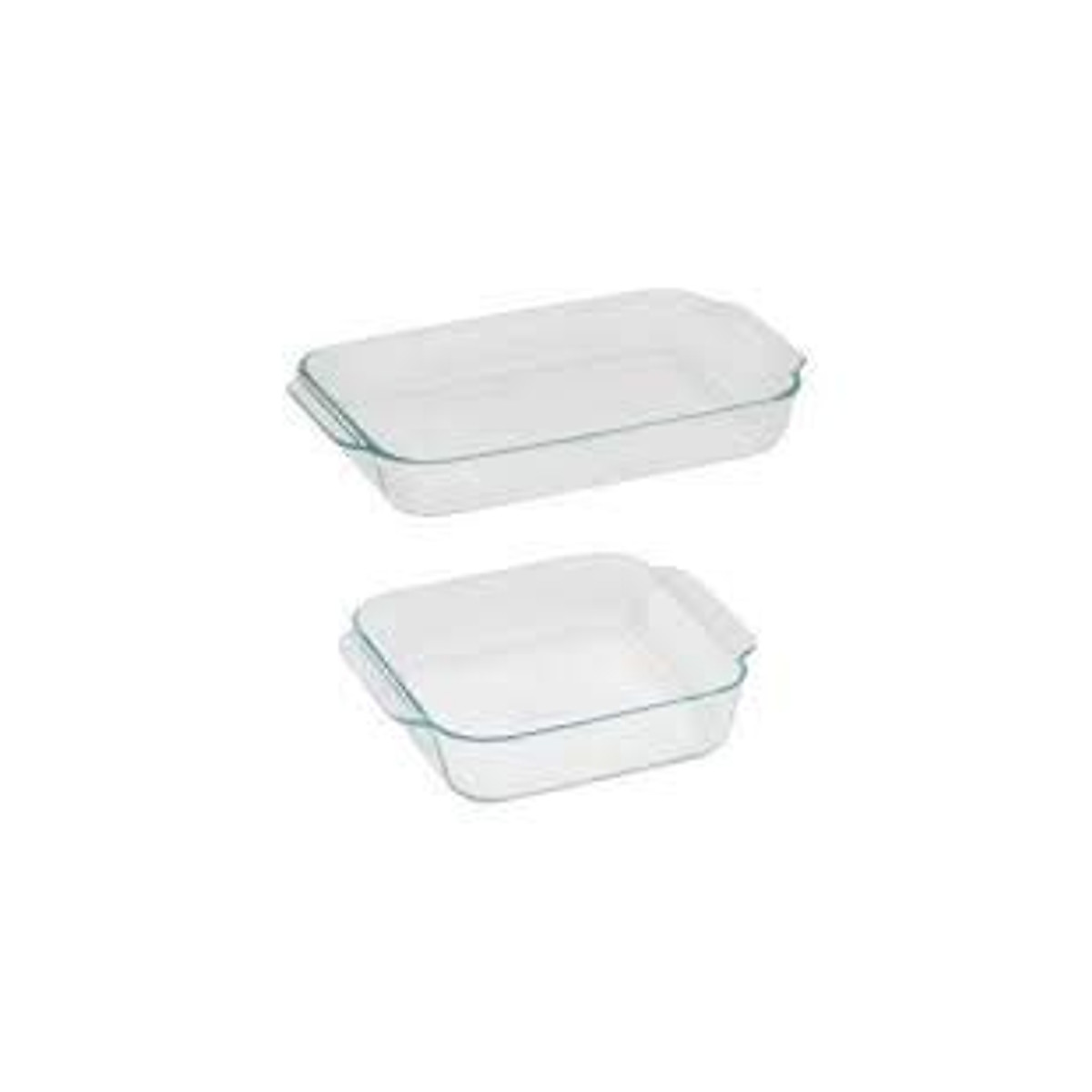 Pyrex Basics Clear Glass Baking Dishes - 2 Piece Value-Plus Pack - 1 Each: 3 Quart Oblong, 2 Quart Square