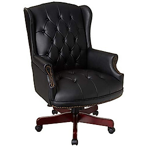 Boss Office Products Wingback Traditional Chair , Leather, in Black