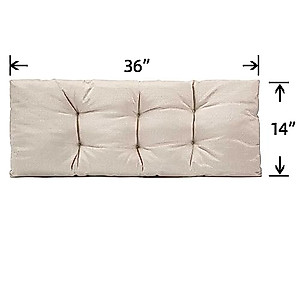 SEKUMDAN Bench Cushion Outdoor Chair Lounge Cushions Durable Non-Skid Tufted Overfilled Seat Pad for Porch Swing Piano Loveseat Outdoor Indoor Furniture (36 in L x 14 in W x 2.5 in T, Cream)