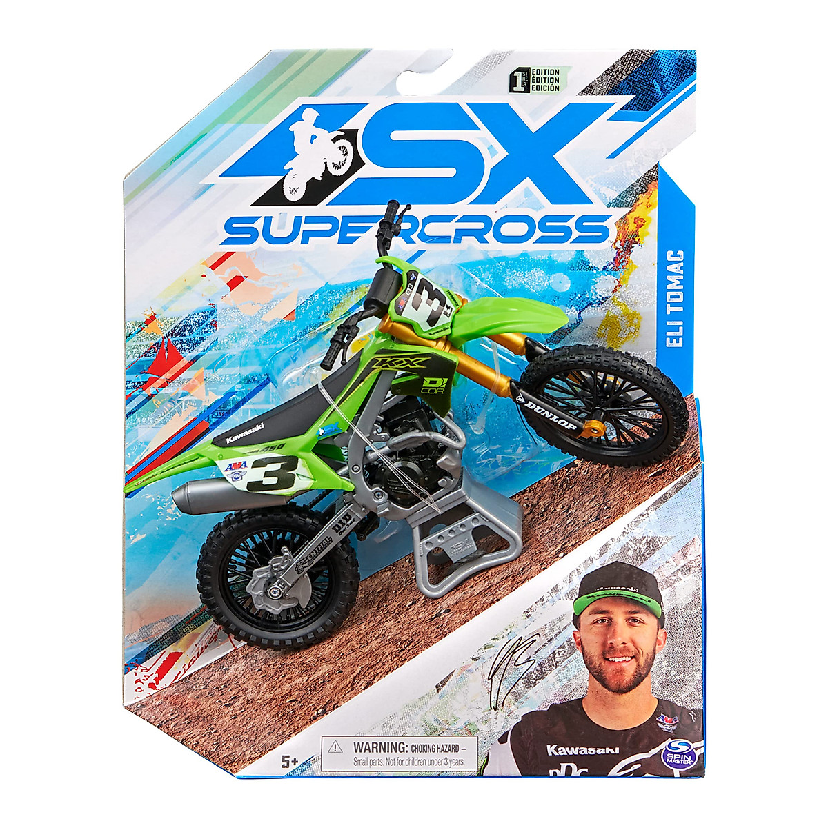 Supercross, Authentic Eli Tomac 1:10 Scale Collector Die-Cast Motorcycle Replica with Display Stand