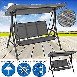 Replacement Canopy for 2-Seater Garden Swing, Swing Canopy Replacement Cover Waterproof Hammock Top Canopies Outdoor Patio Garden Swing Chair Tent Porch Gazebo Roof Replacement Canopy, Silver