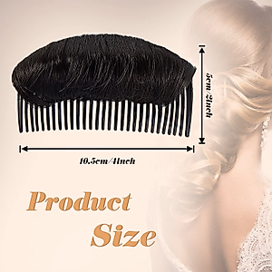 WILLBOND 3 Pieces Invisible False Hair Clips, Increased Pad Bump It Up Volume Hair Base Fluffy Princess Styling Insert Tool for Women Girls(Black)