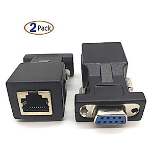 Qaoquda DB9 to RJ45 Female Adapter, 2 Pack, Black