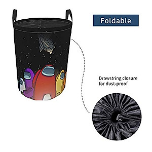 AKA personality Am-Ong U-S Laundry Basket, Laundry Hampers Lightweight Durable Drawstring Waterproof Round Storage Basket,Bathroom/Home Decor/Baby Hamper/Boxes/Baby Clothing