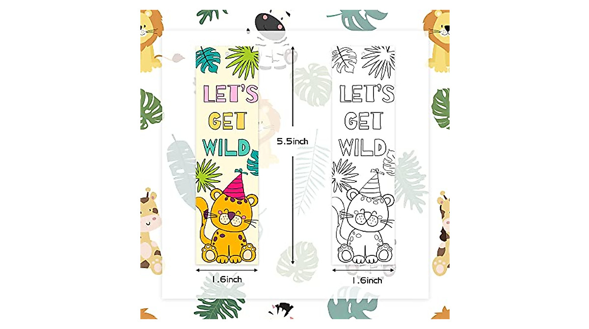 Create Fun Safari Animal Bookmarks Kit for Kids | 75-Piece DIY Craft Set