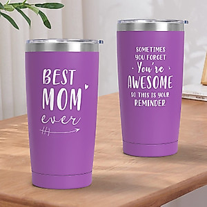 UAREHIBY Mothers Day Gifts for Mom from Daughter Son,20 OZ Wine Tumbler from Husband,Mama Birthday Gifts with Socks,New Mom Gifts,Valentines Day Gifts for Mom(Purple)