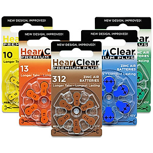 Hear Clear Size 675P Cochlear Implant Hearing Aid Batteries (60 Pack) + Battery Holder Keychain