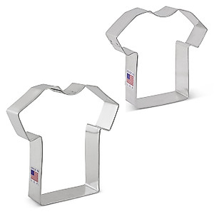 T-Shirt/Jersey Cookie Cutters 2-Pc. Set Made in USA by Ann Clark, 3.75", 4.5"