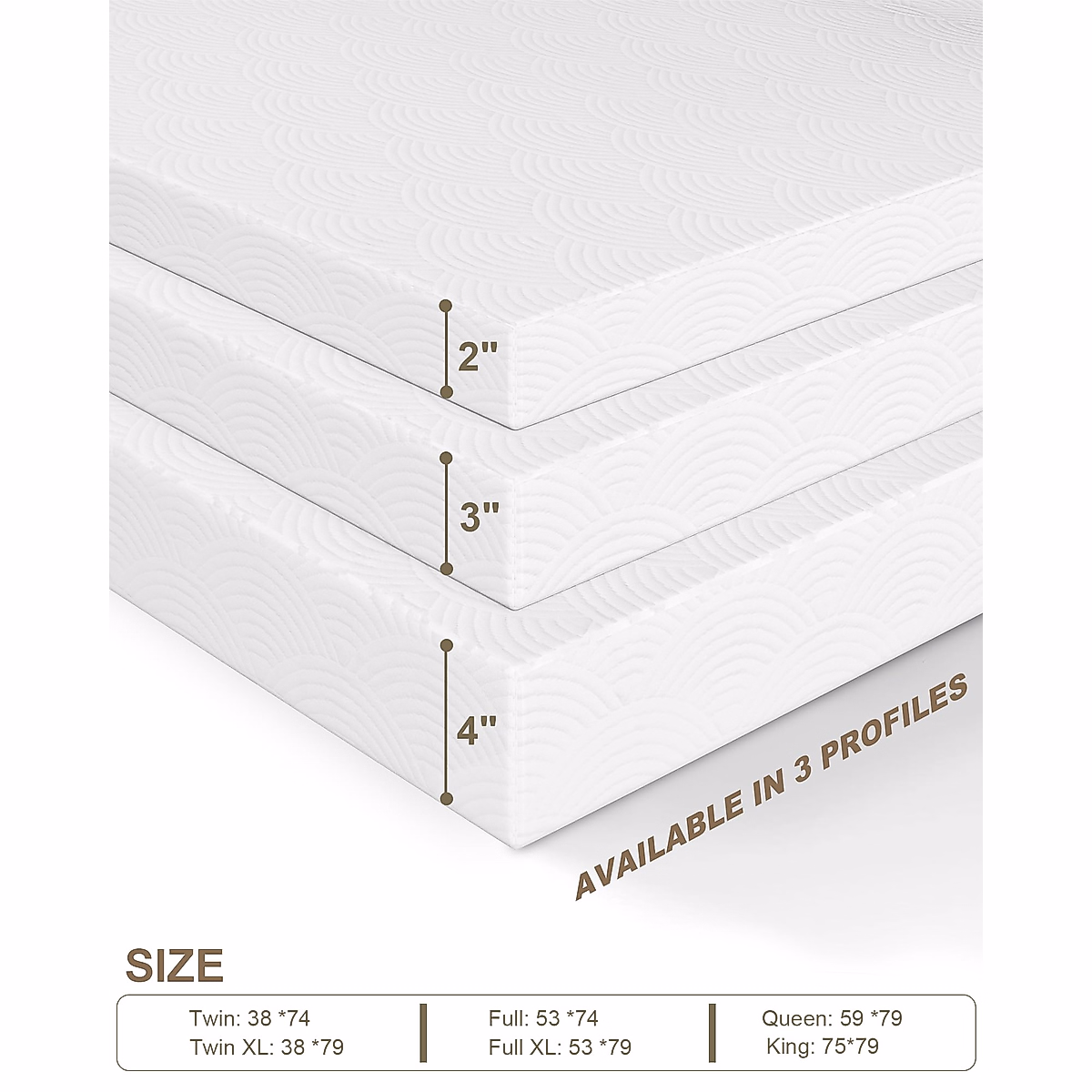 Zenzy 4" Twin Extra Long Firm Memory Foam Mattress Topper, [Removable] [Washable] Cover and [Adjustable] Straps, CertiPUR-US Certified Firm Mattress Topper Twin XL for College Dorm- White
