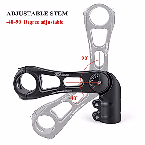 Bike Stem - 130 Degree Adjustable Bicycle Stem- 75mm 90mm 130mm Handlebar Stem Riser for 31.8(1-1/4") Handlebars, Suitable for Most of Mountain Bike, Road Bike, BMX