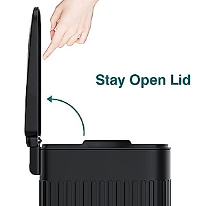 BETHEBEST 1.6 Gallon Small Step Trash Can with Lid,Compact Rectangular Garbage Can with Removable Liner Bucket for Bathroom,Bedroom,Office,Black