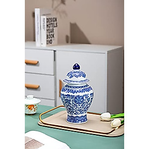 GaLouRo Blue and White Ginger Jars for Home Décor,Small Chinoiserie Porcelain, Good Ideal for Room, Office Decoration,9.8" H