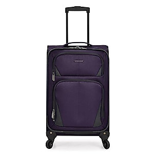 U.S. Traveler Aviron Bay Expandable Softside Luggage with Spinner Wheels, Purple, Carry-on 22-Inch